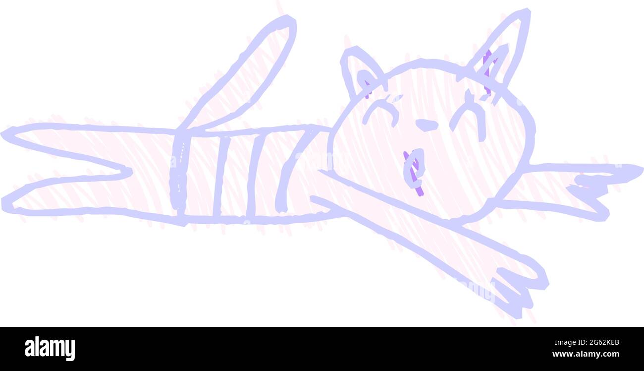 This is a illustration of Cute cat scribble drawn by a child Stock ...