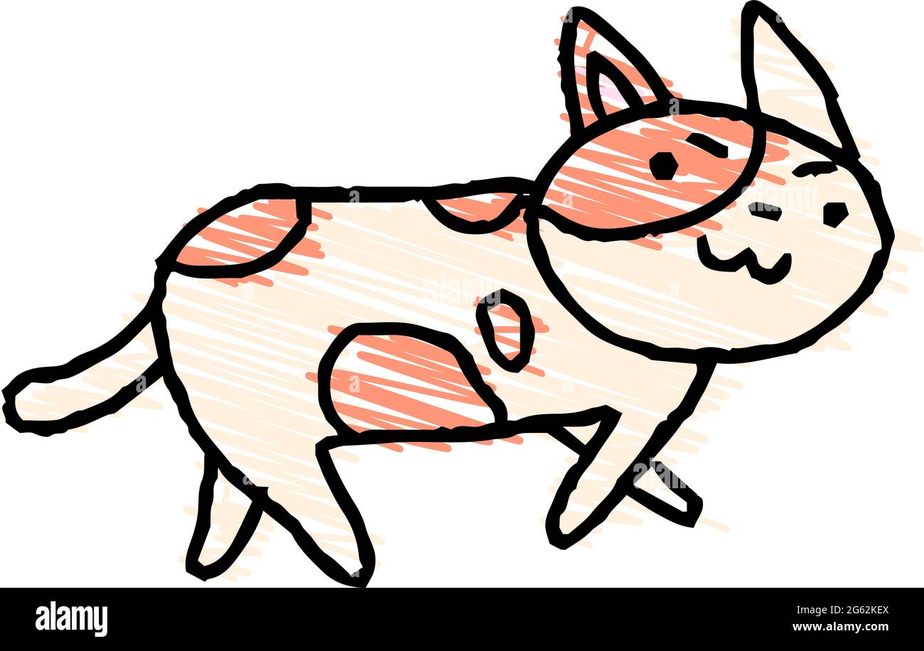 This is a illustration of Cute cat scribble drawn by a child Stock ...