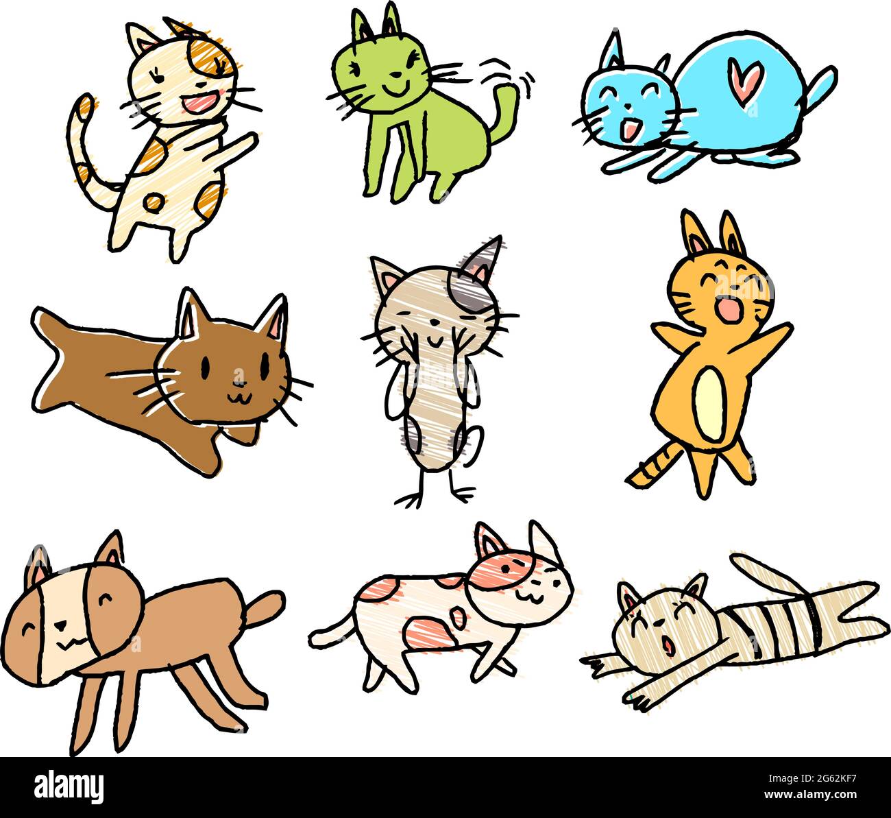 This is a illustration of Cute cat scribble drawn by a child Stock ...