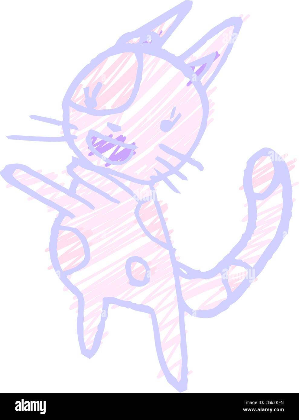 This is a illustration of Cute cat scribble drawn by a child Stock ...