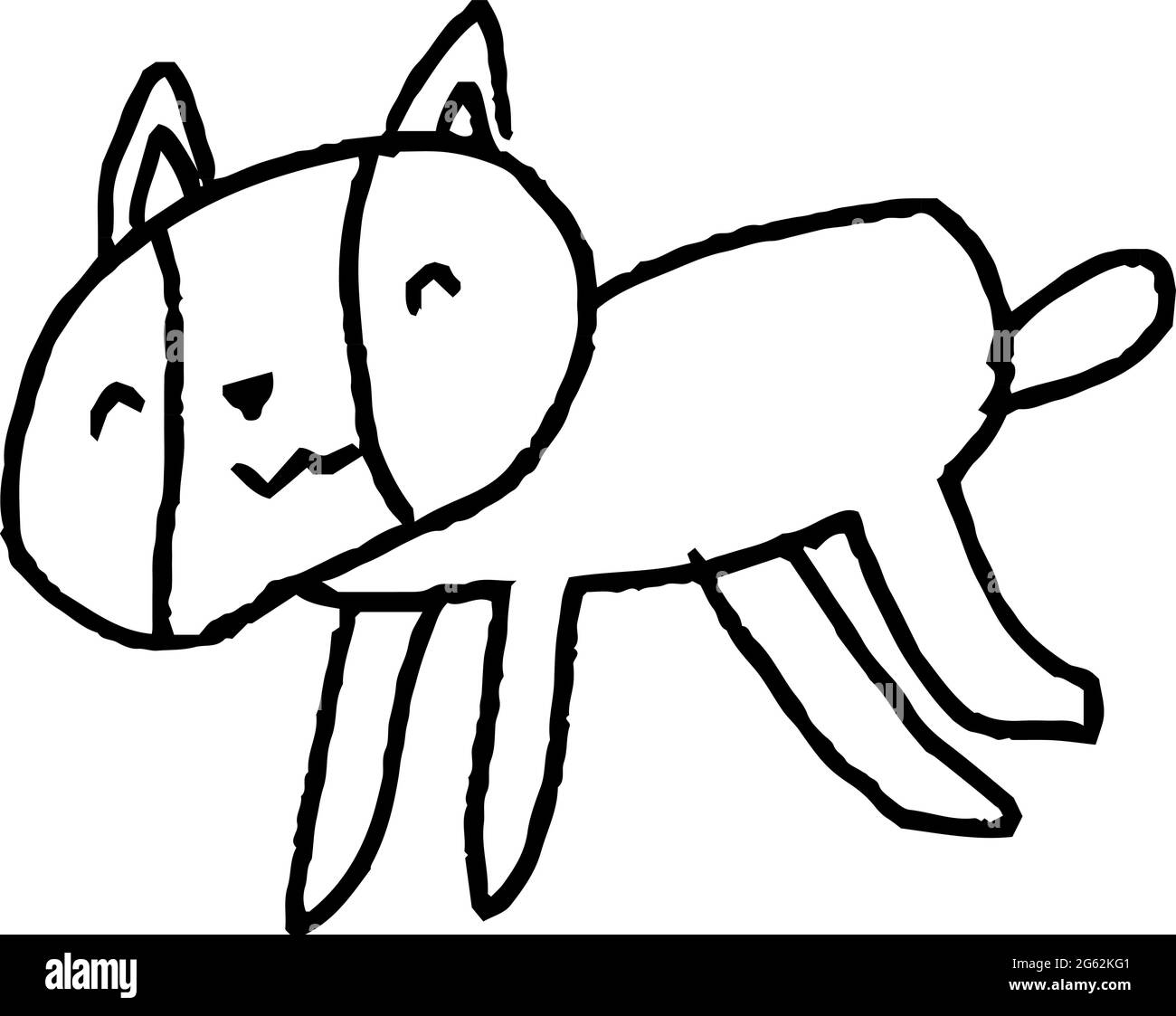 This is a illustration of Cute cat scribble drawn by a child Stock ...