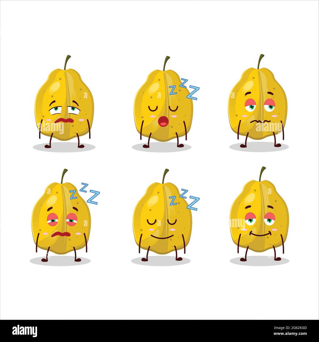 Cartoon character of quince with sleepy expression. Vector illustration ...