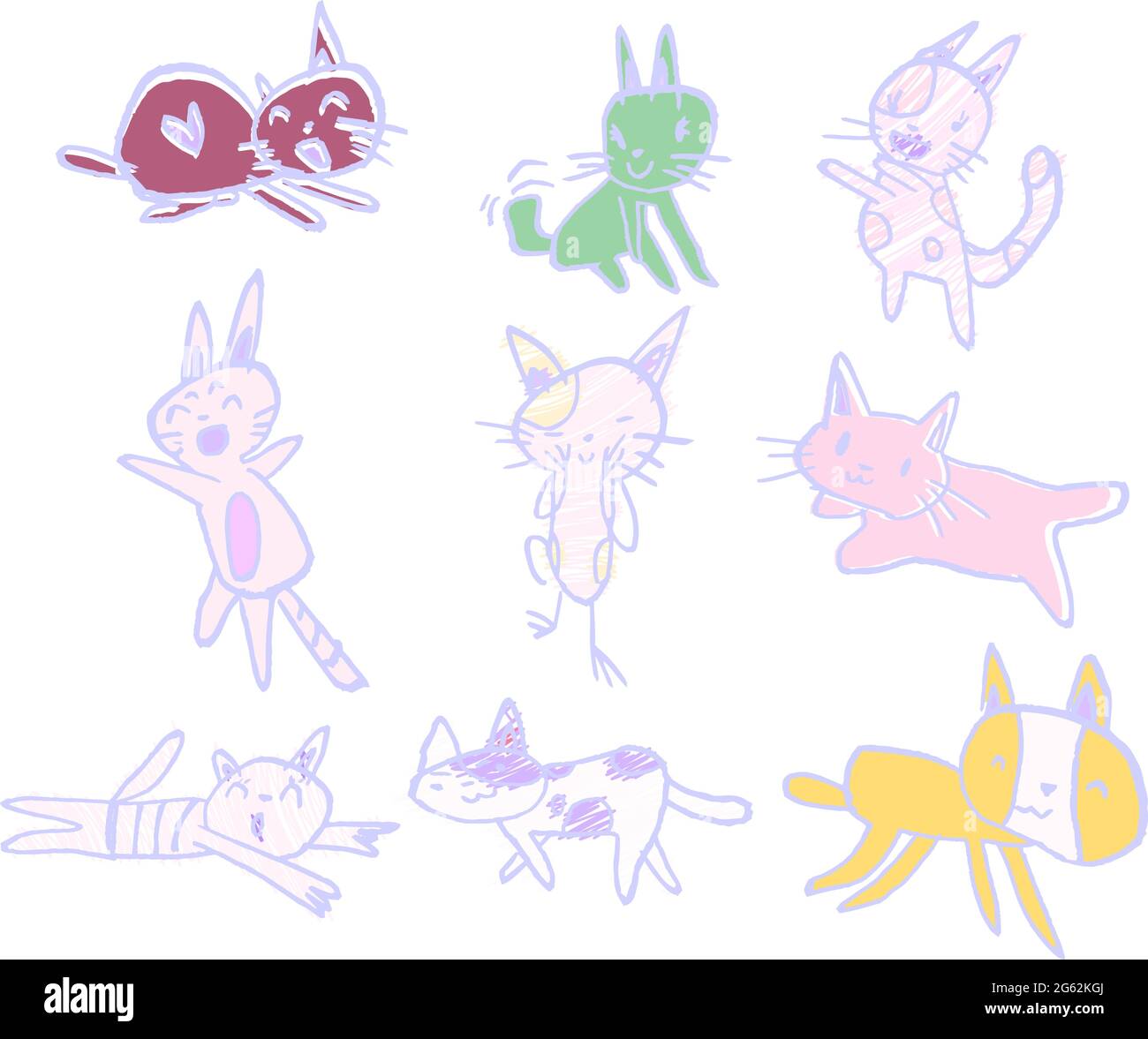 This is a illustration of Cute cat scribble drawn by a child Stock ...