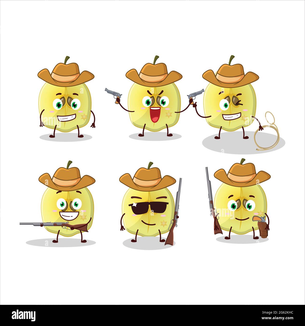 Cool cowboy slash of quince cartoon character with a cute hat. Vector ...