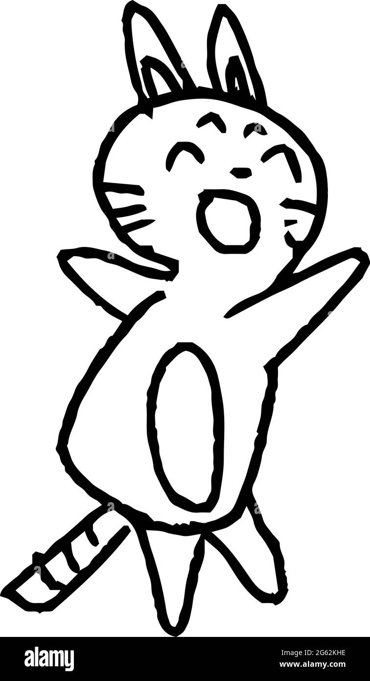 This is a illustration of Cute cat scribble drawn by a child Stock ...