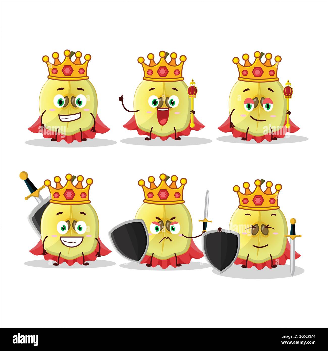A Charismatic King slash of quince cartoon character wearing a gold ...