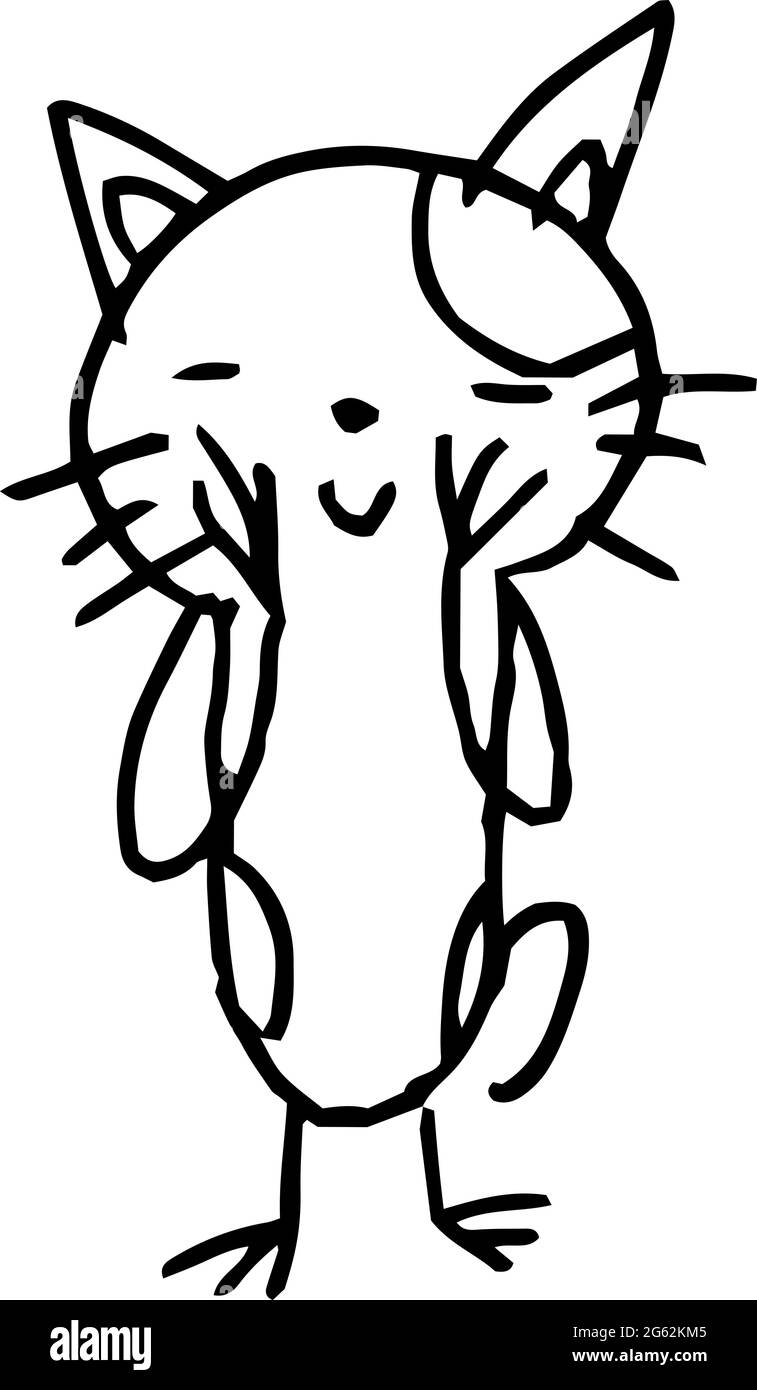 This is a illustration of Cute cat scribble drawn by a child Stock ...