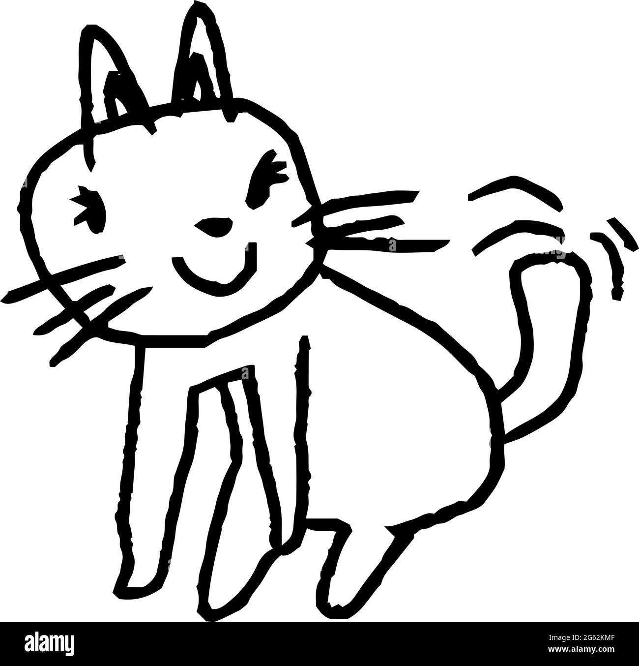 This is a illustration of Cute cat scribble drawn by a child Stock ...