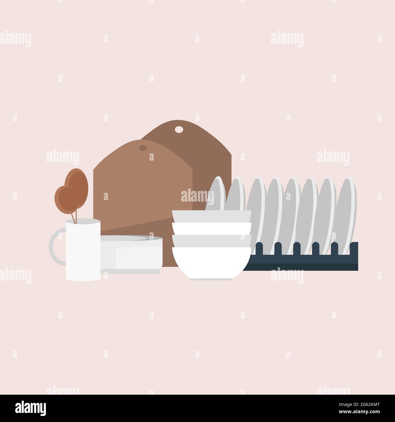 Kitchen restaurant utensils plates Stock Vector Images - Alamy