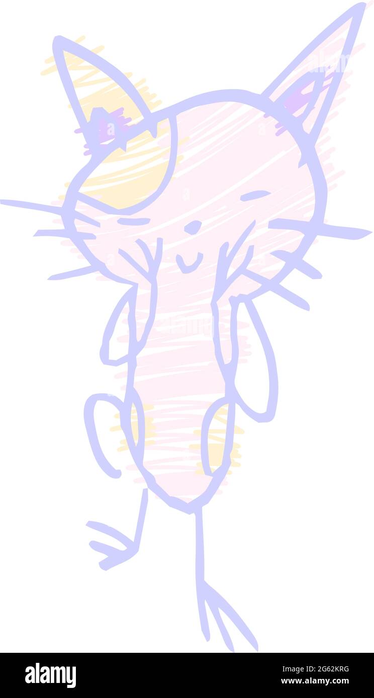 This is a illustration of Cute cat scribble drawn by a child Stock ...