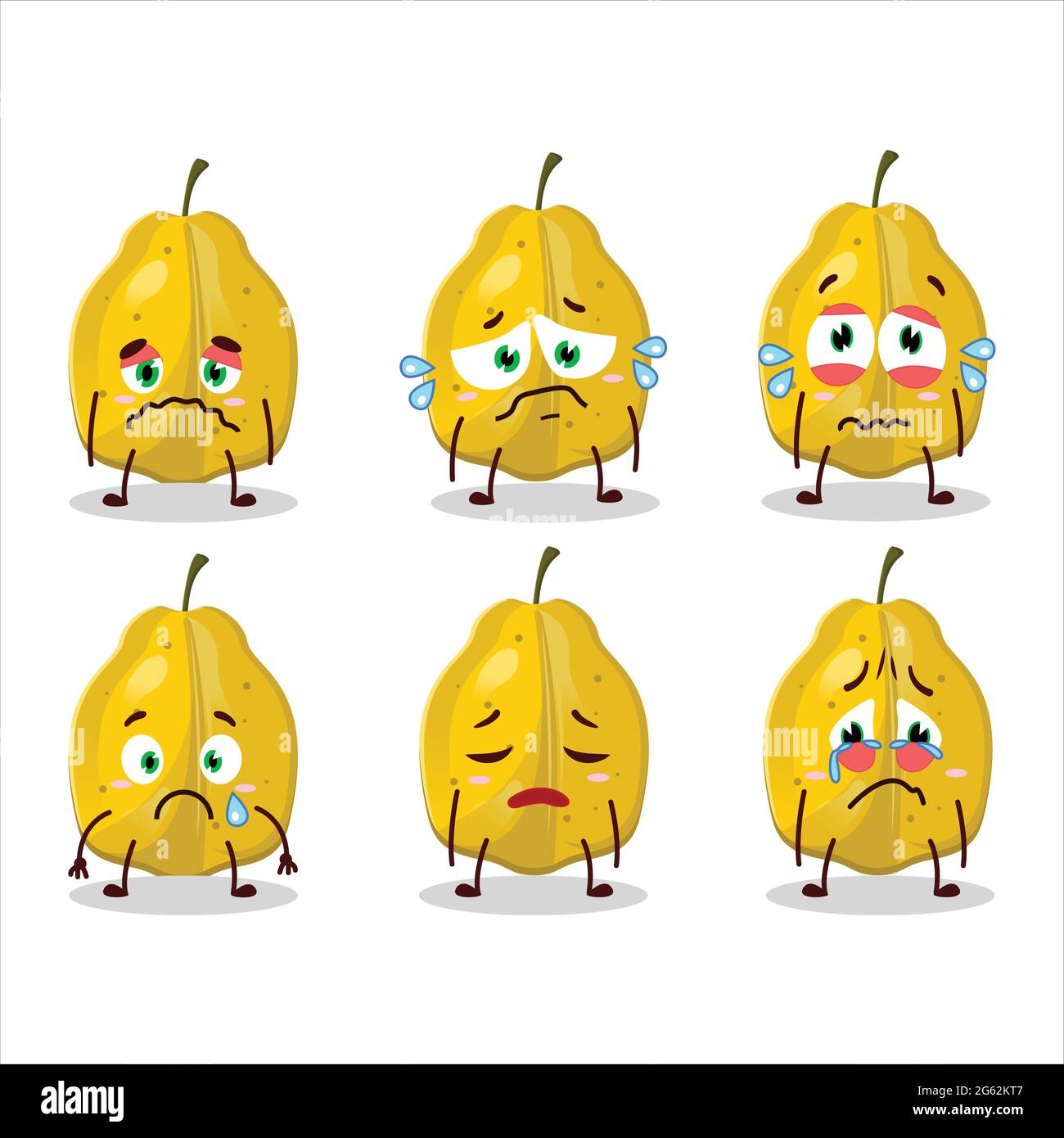 Quince cartoon in character with sad expression. Vector illustration ...