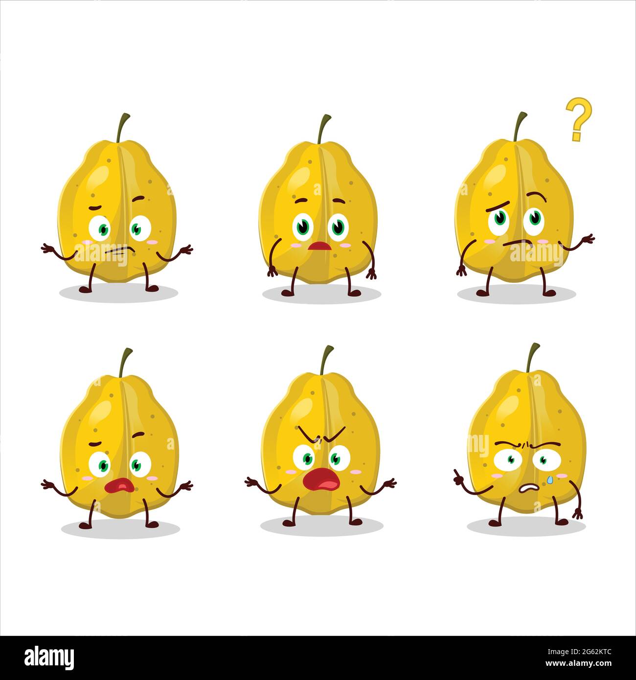 Cartoon character of quince with what expression. Vector illustration ...