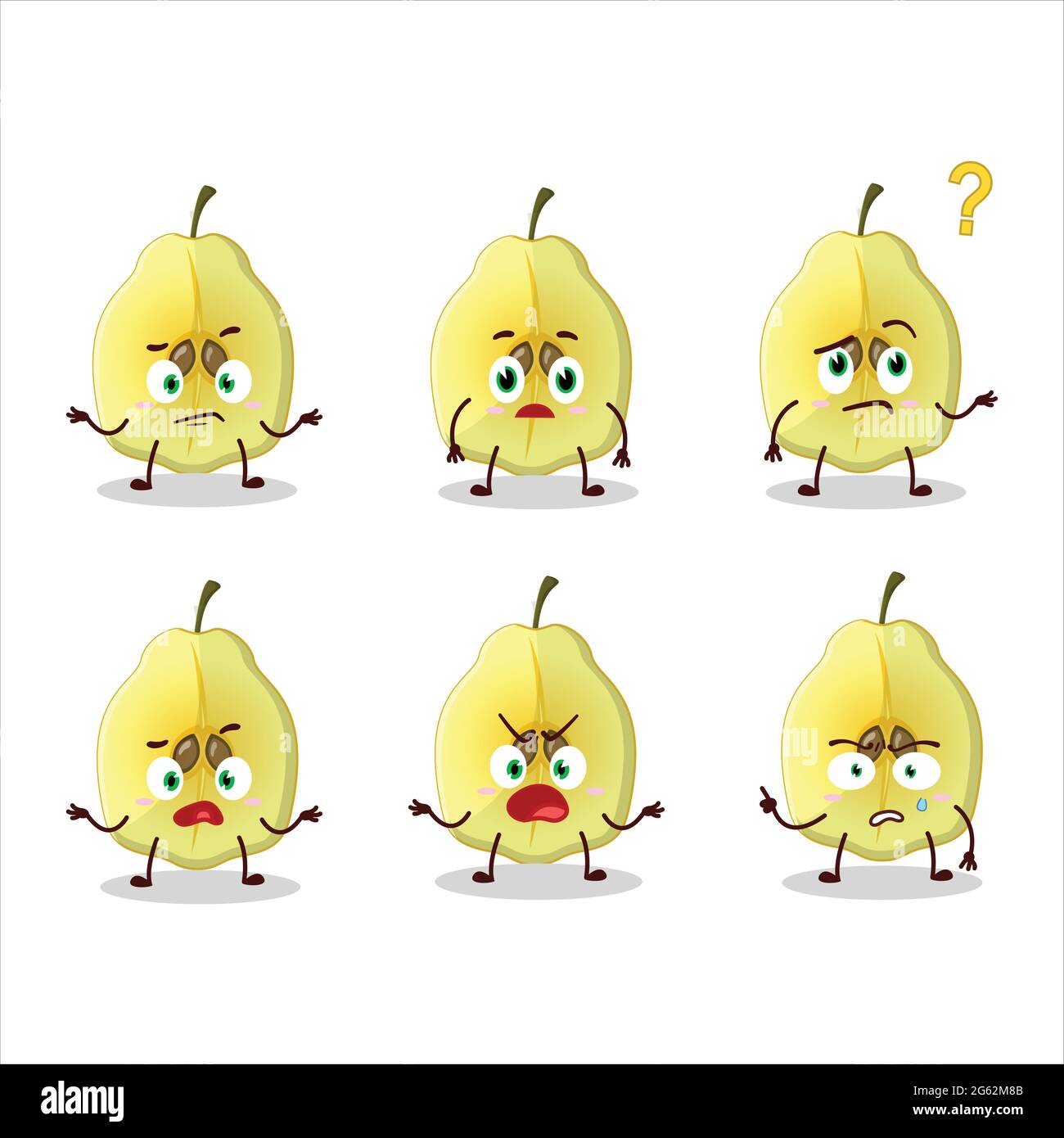 Cartoon character of slash of quince with what expression. Vector ...