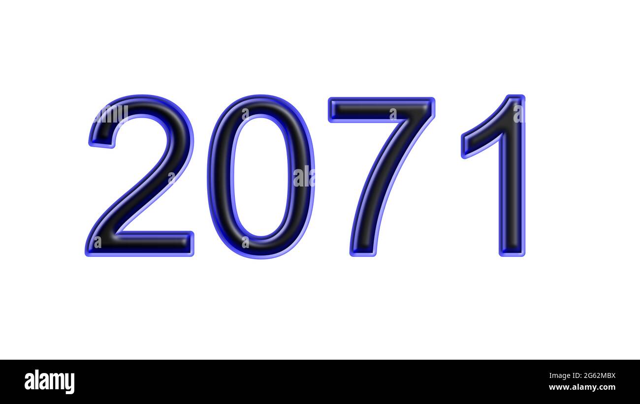 blue 2071 number 3d effect white background Stock Photo - Alamy