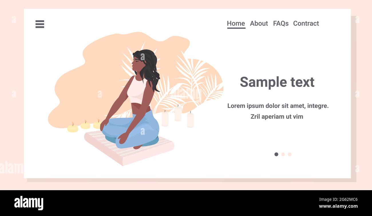 African American Woman Sitting Lotus Pose Beautiful Girl Doing Yoga