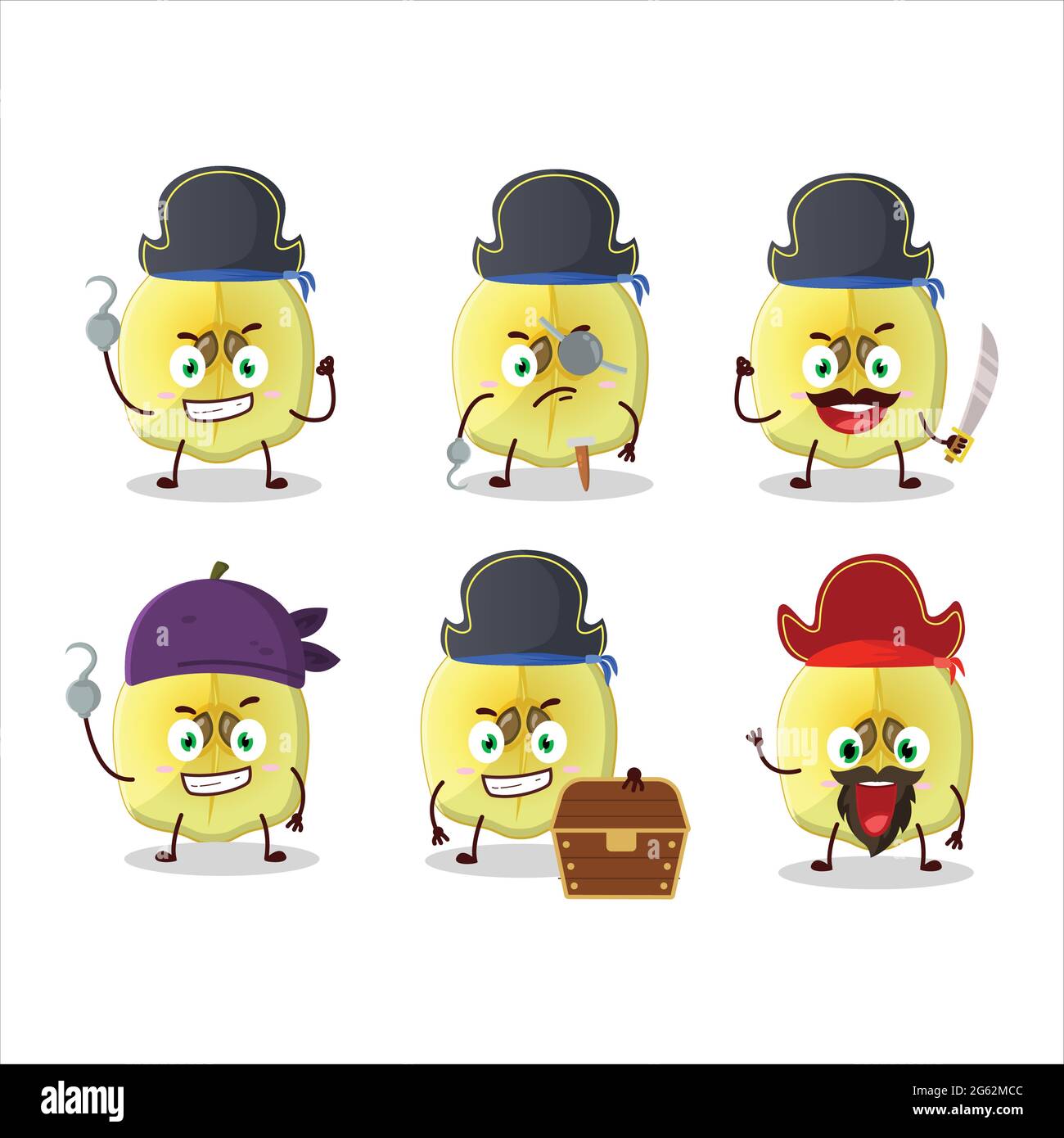 Cartoon character of slash of quince with various pirates emoticons ...