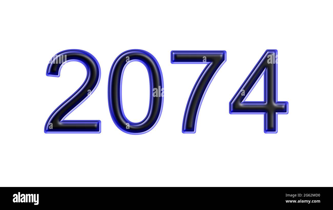 blue 2074 number 3d effect white background Stock Photo - Alamy