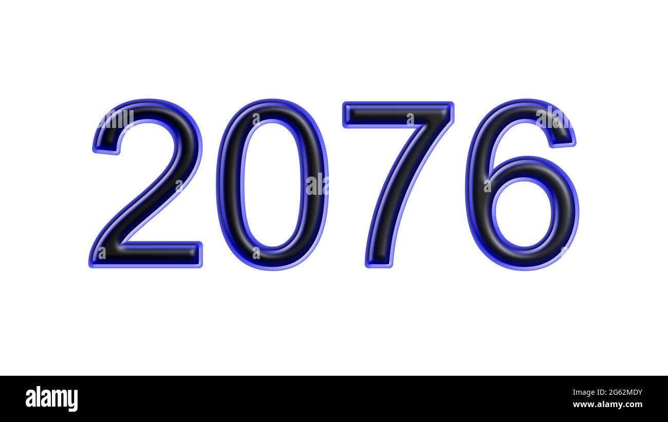 blue 2076 number 3d effect white background Stock Photo - Alamy