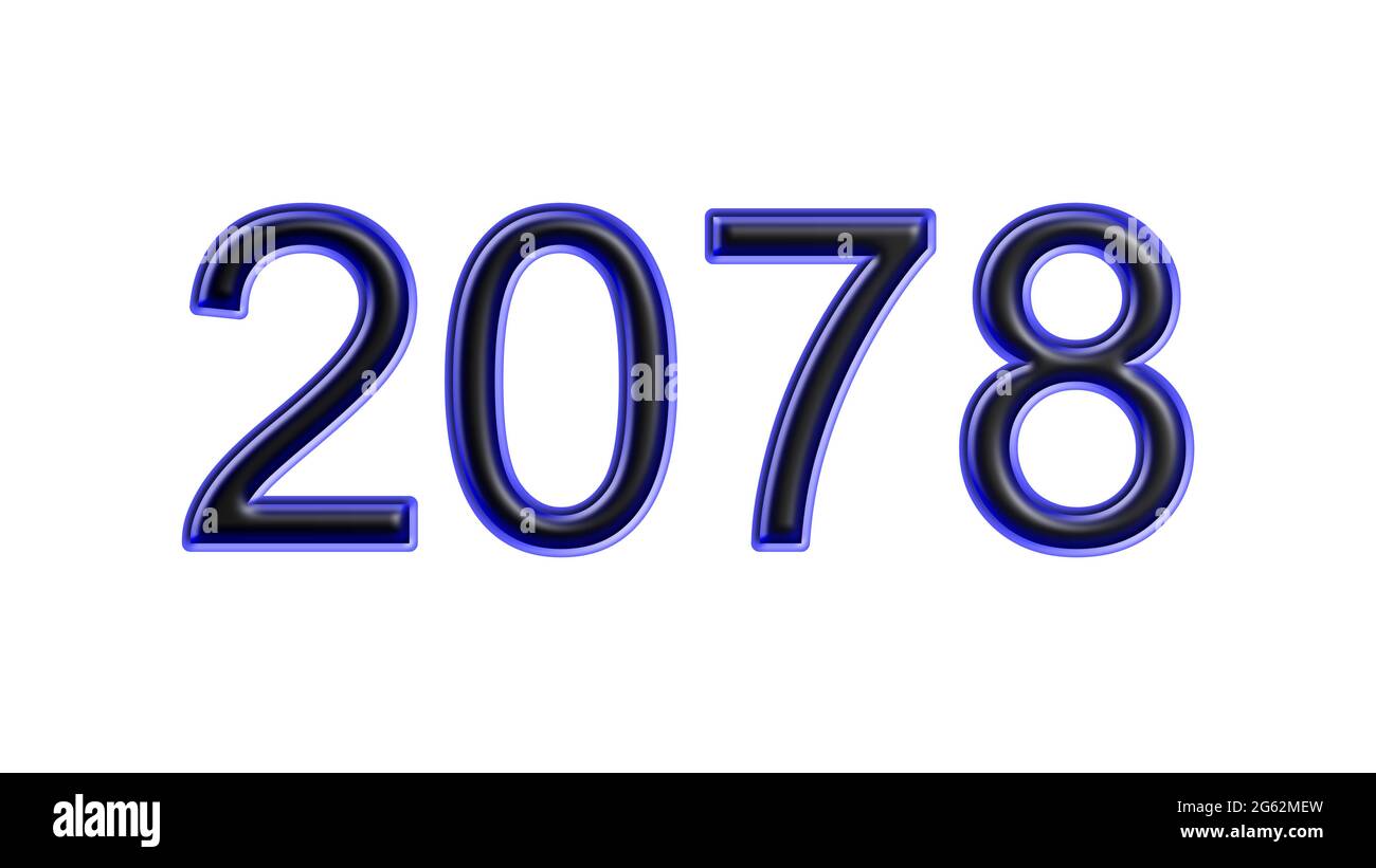 blue 2078 number 3d effect white background Stock Photo - Alamy