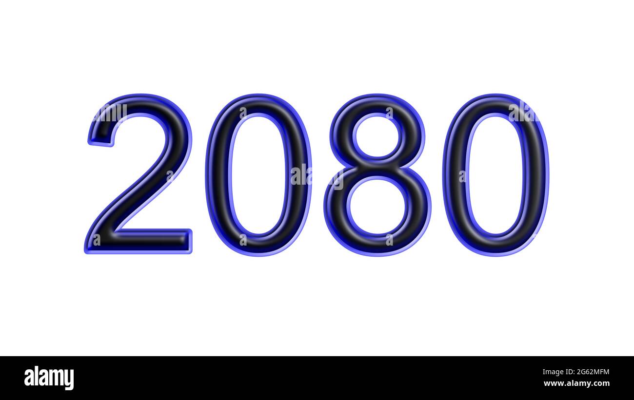 blue 2080 number 3d effect white background Stock Photo - Alamy
