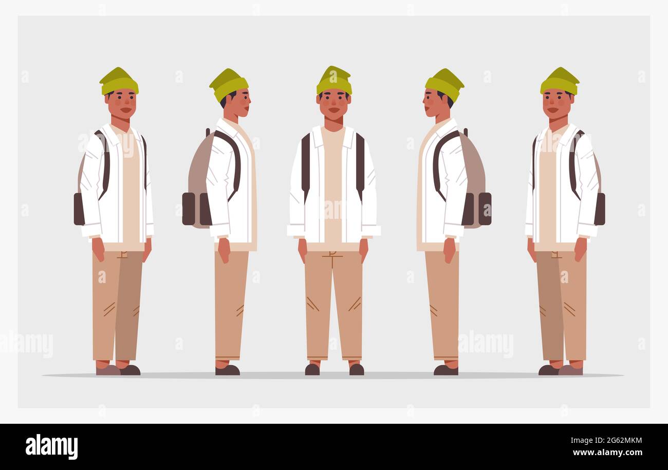 set casual guy front side view male character different views for ...