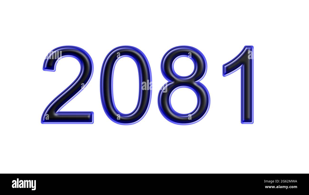 blue 2081 number 3d effect white background Stock Photo - Alamy