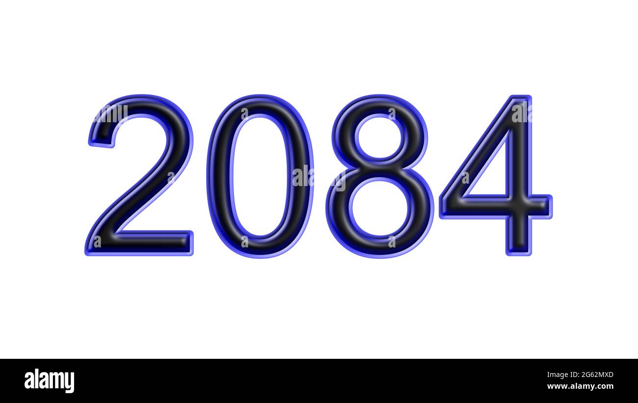blue 2084 number 3d effect white background Stock Photo - Alamy