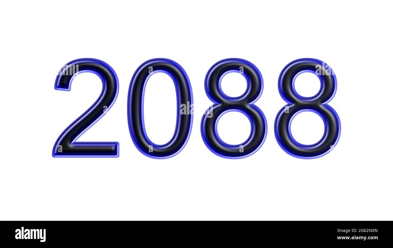 blue 2088 number 3d effect white background Stock Photo - Alamy
