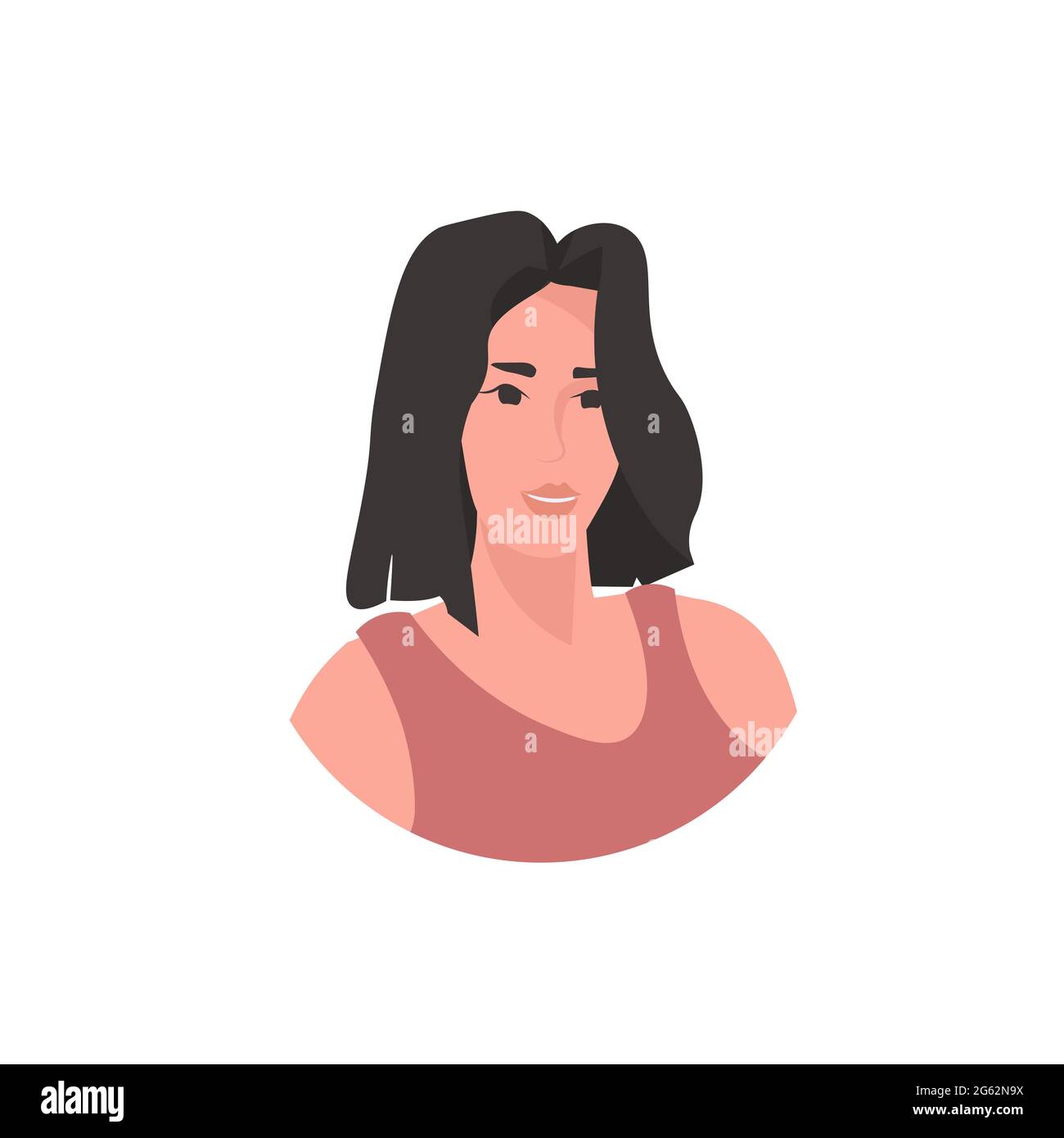 smiling woman head avatar beautiful human face female cartoon character ...