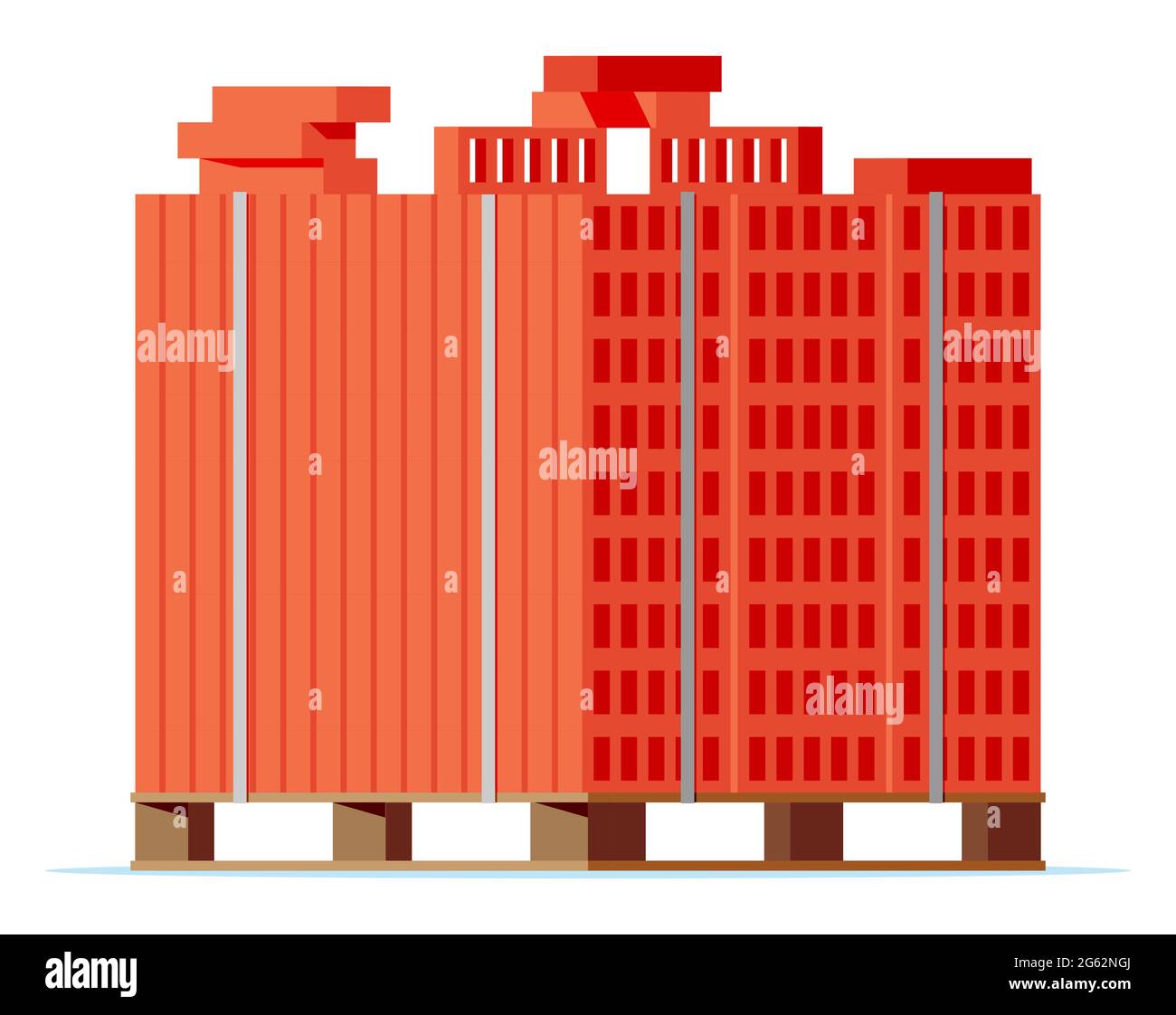 Wooden Pallet with Red Bricks Stock Vector Image & Art - Alamy