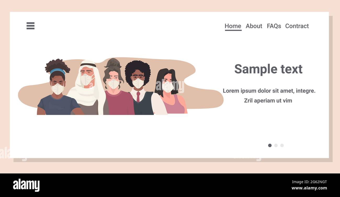 mix race people group wearing medical masks to prevent coronavirus ...