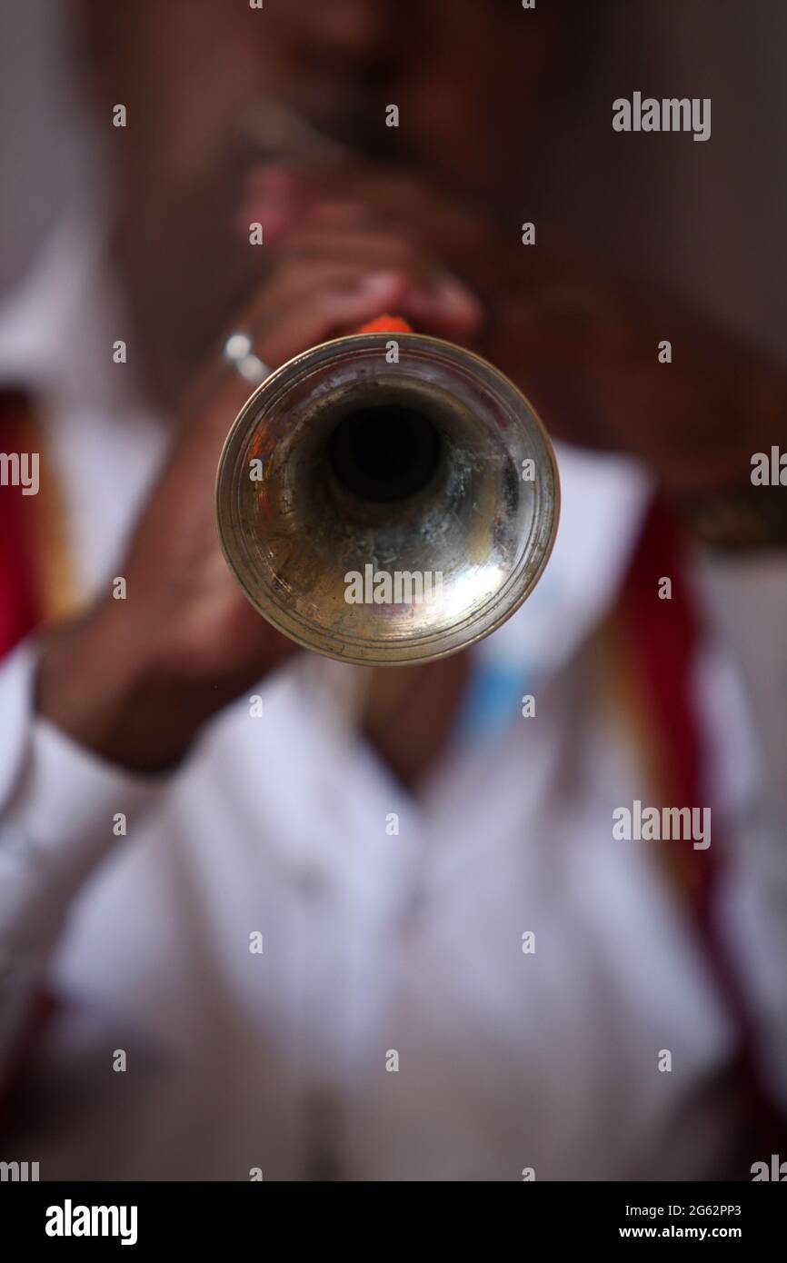 The view of a musical instrument called Sanai which is like a trumpet ...