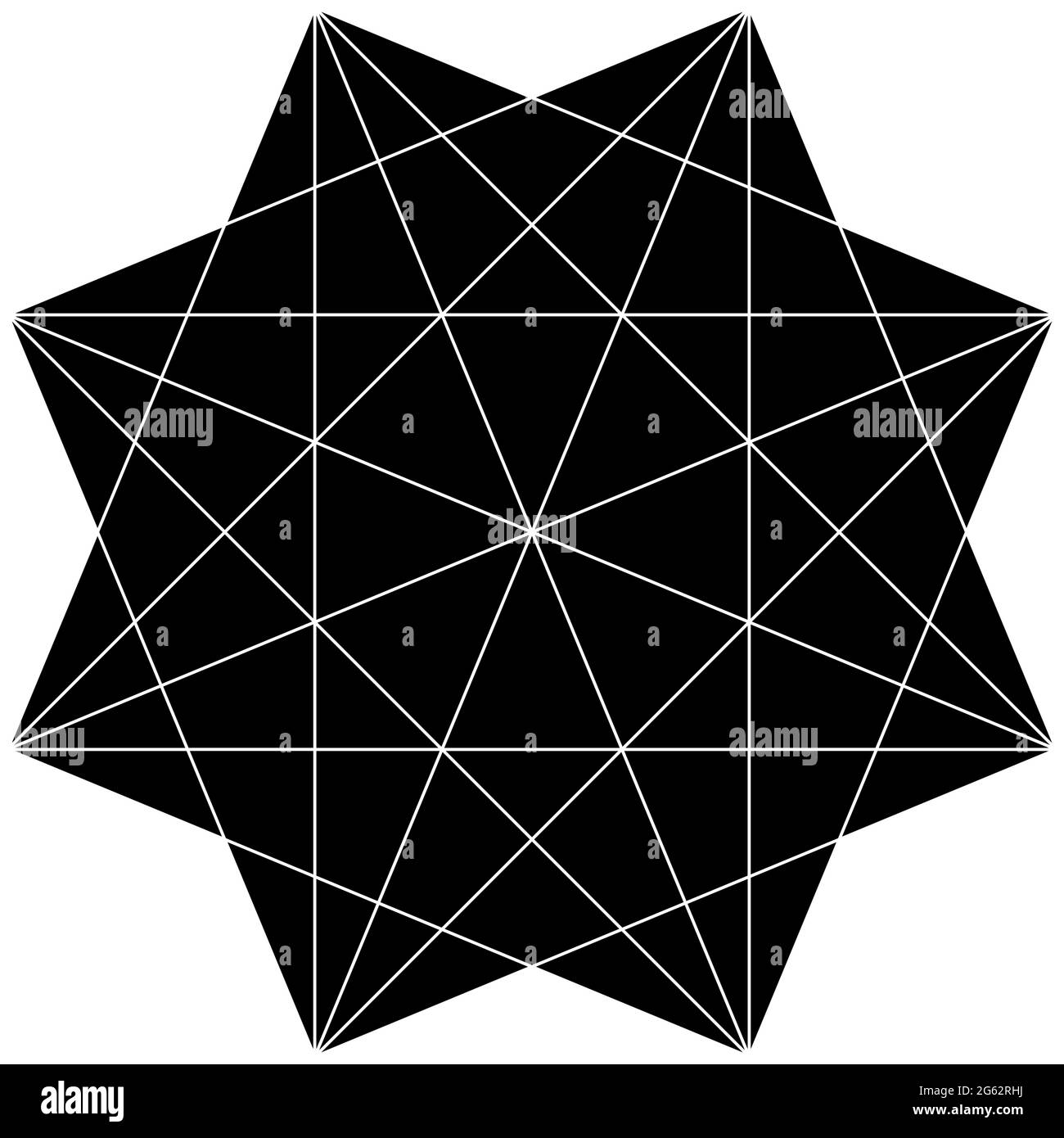Geometric polygone element with angles drawn. Intersected lines star ...