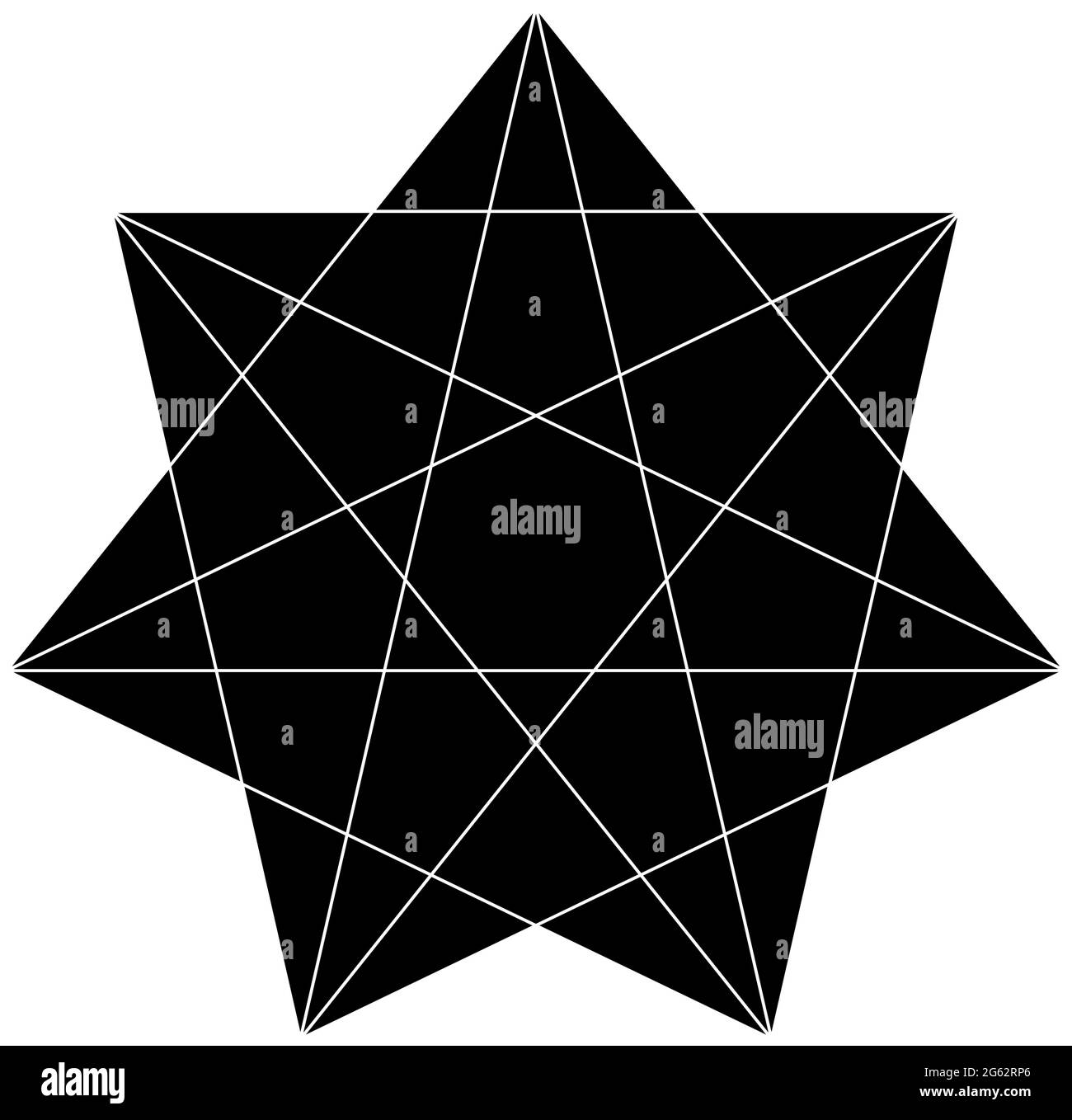 Geometric polygone element with angles drawn. Intersected lines star ...