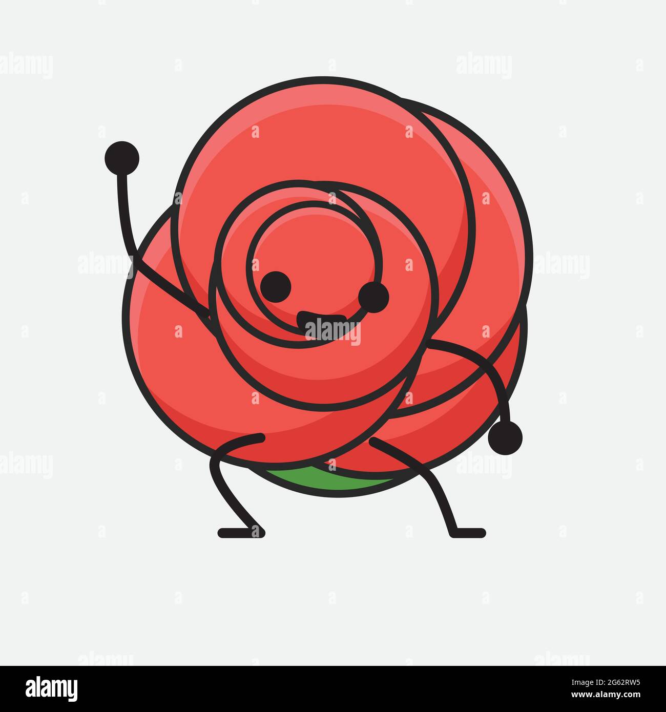 Vector Illustration of Flower Character with cute face, simple hands ...