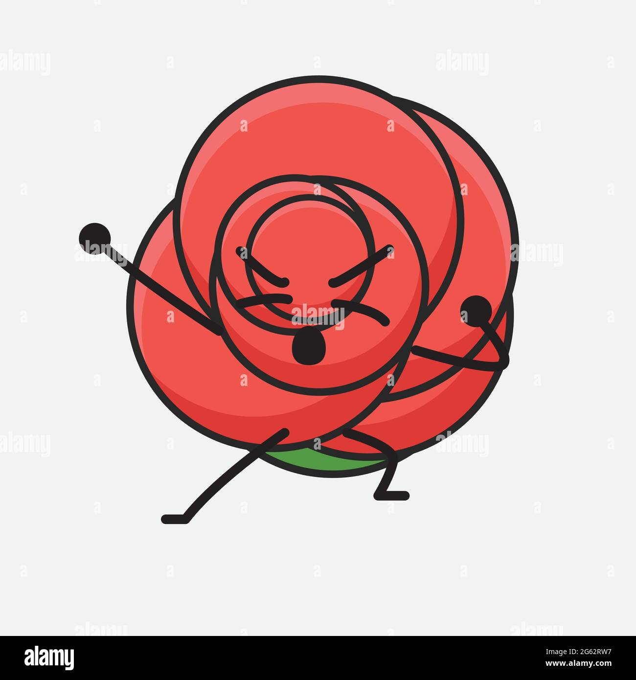 Vector Illustration of Flower Character with cute face, simple hands ...