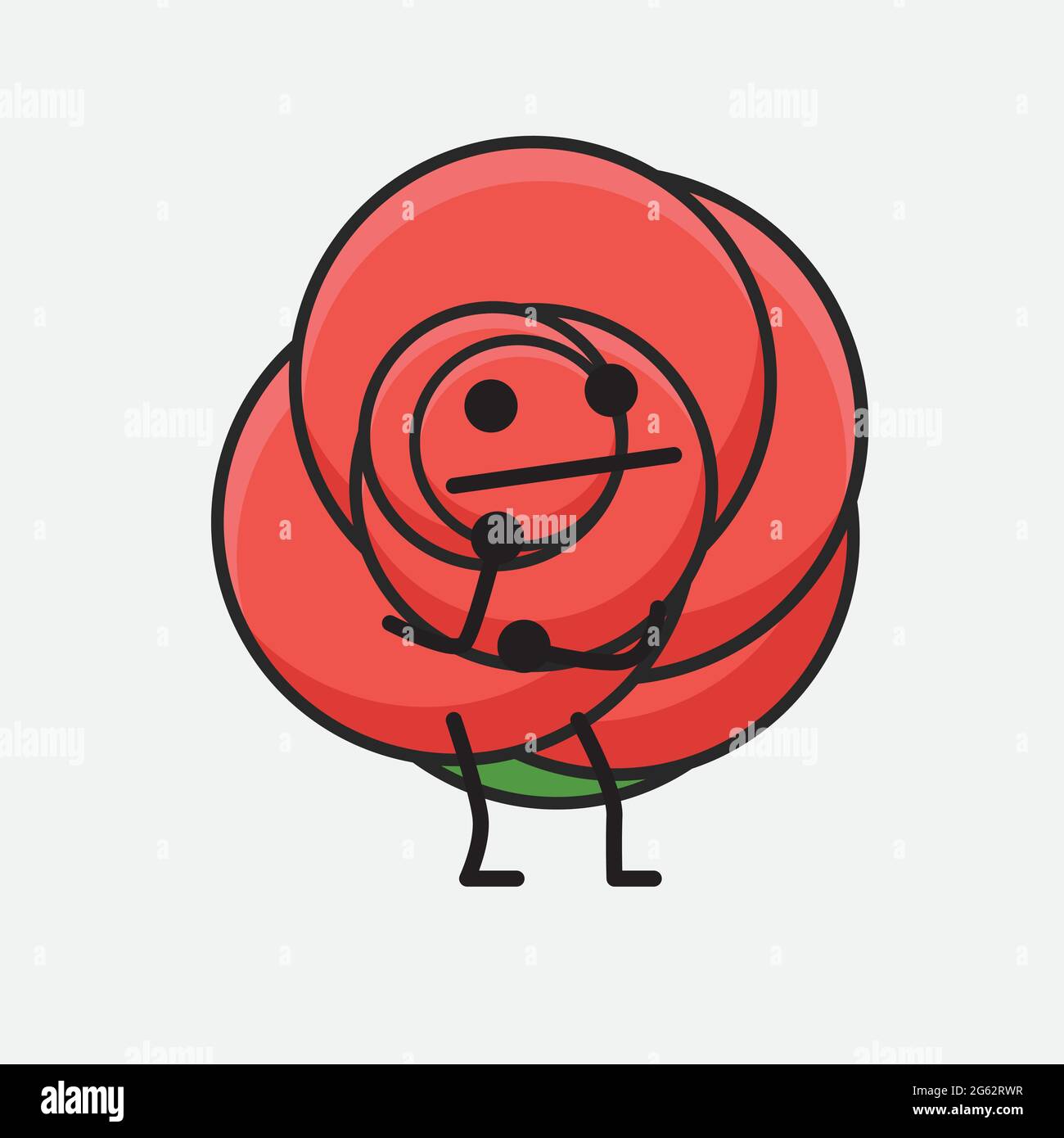 Vector Illustration of Flower Character with cute face, simple hands ...