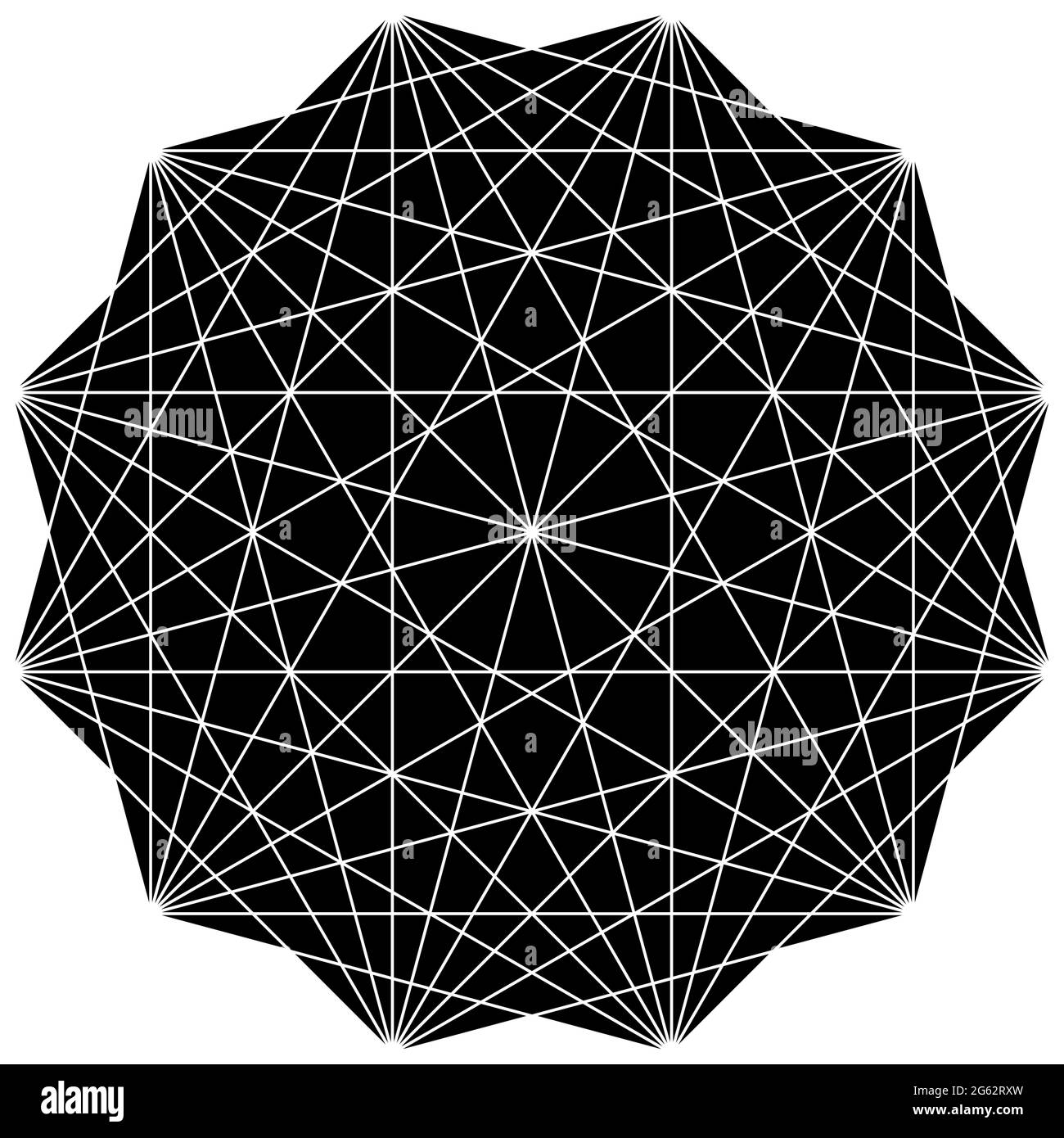 Geometric polygone element with angles drawn. Intersected lines star ...