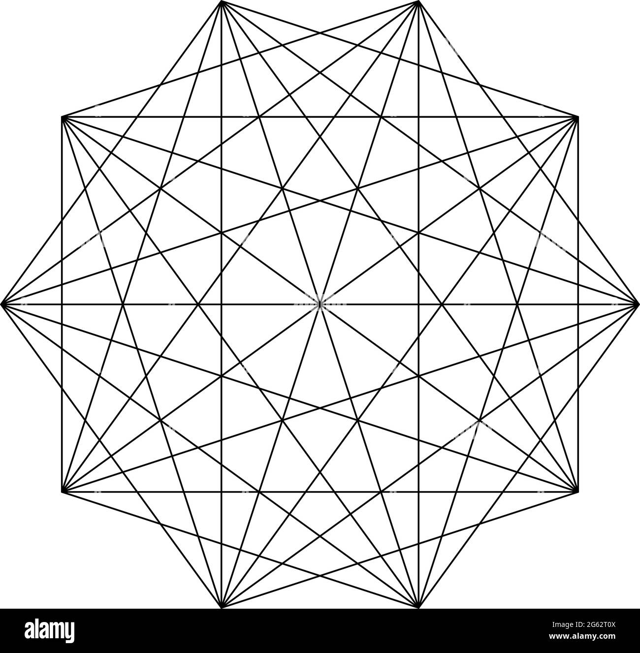 Geometric polygone element with angles drawn. Intersected lines star ...