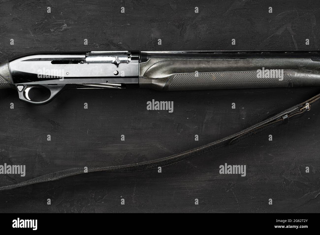 Smoothbore hunting gun on black background close up Stock Photo - Alamy