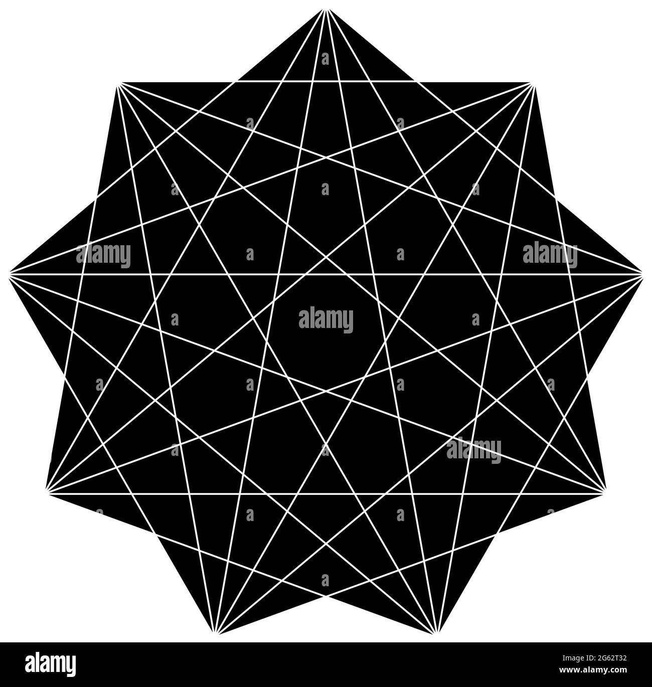 Geometric polygone element with angles drawn. Intersected lines star ...