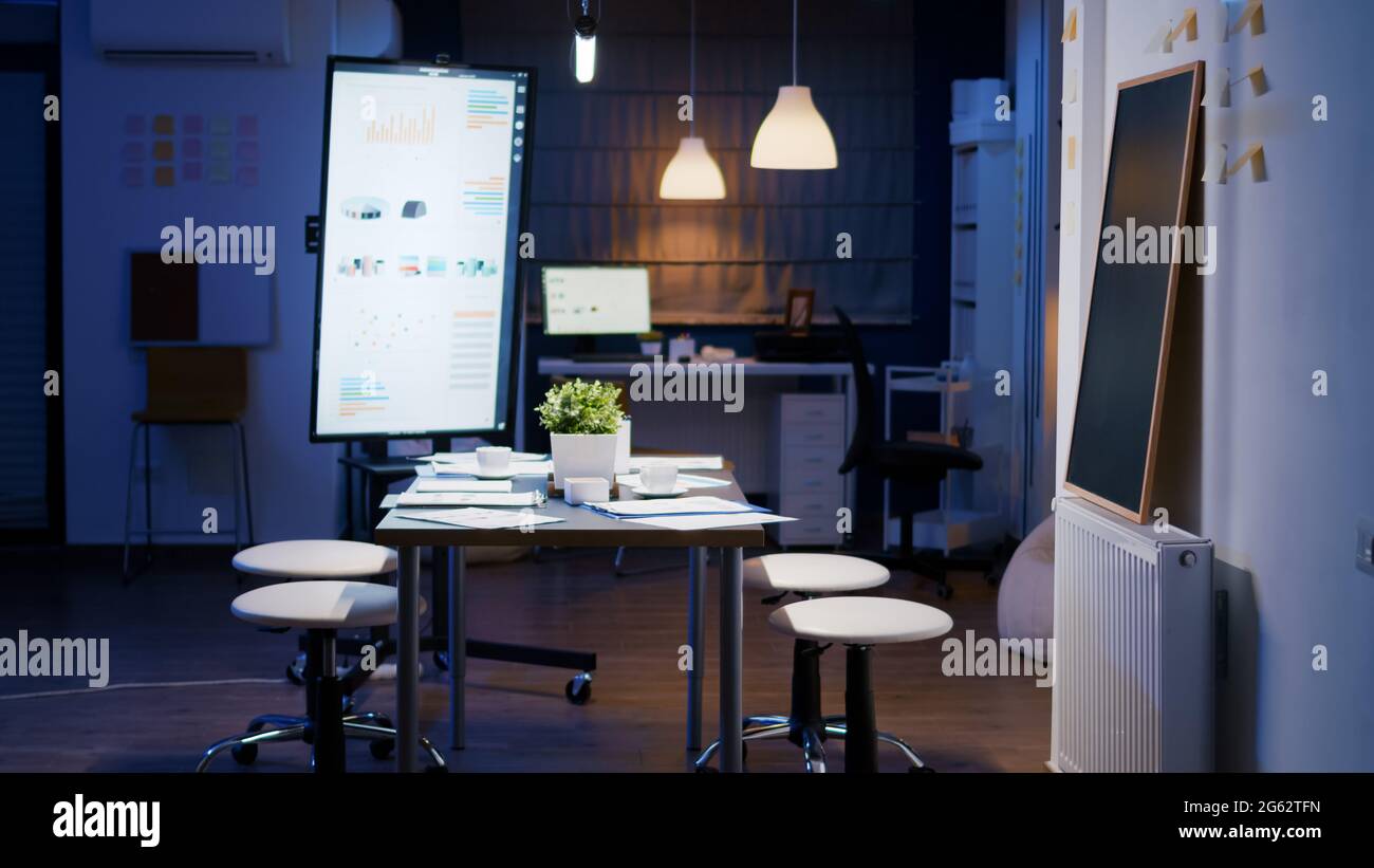 Interior of professional empty start-up business office meeting room ...