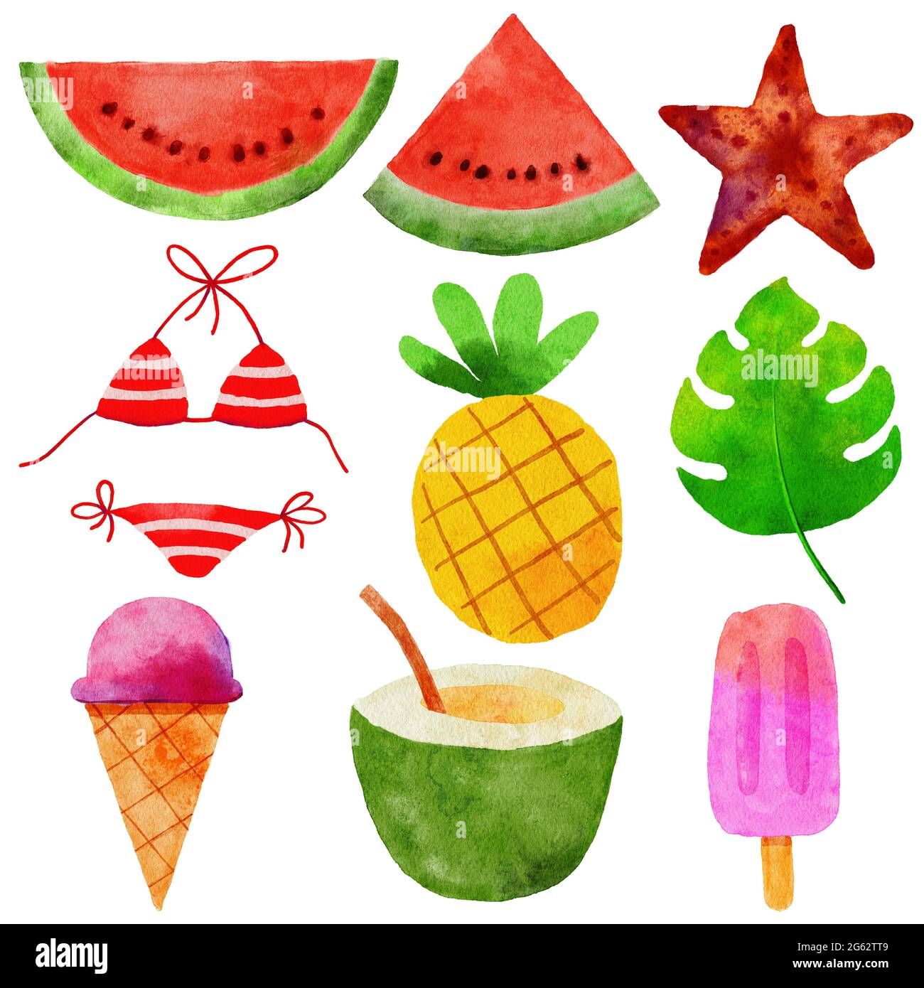 Watercolor ocean set palm hi-res stock photography and images - Alamy
