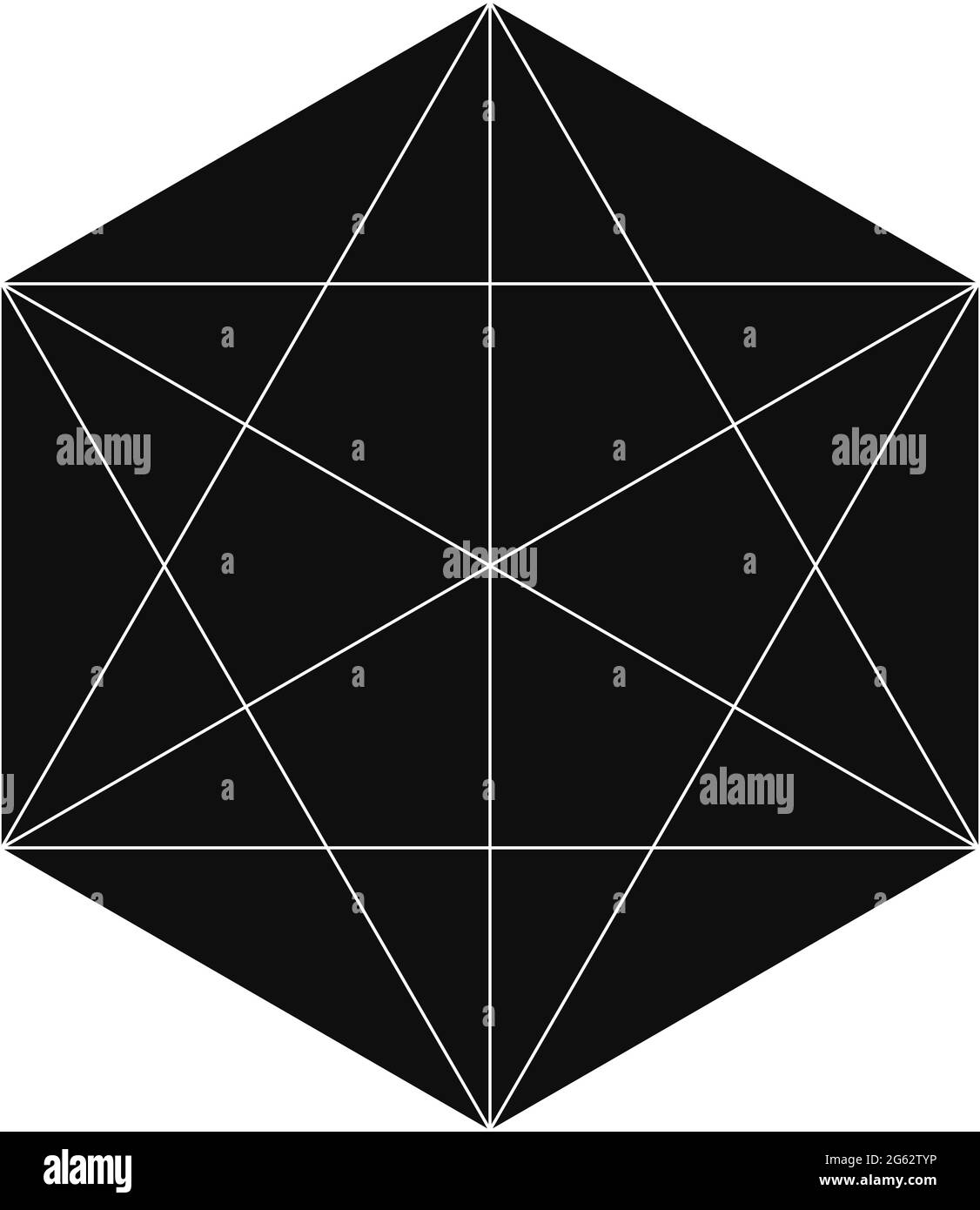 Geometric polygone element with angles drawn. Intersected lines star ...