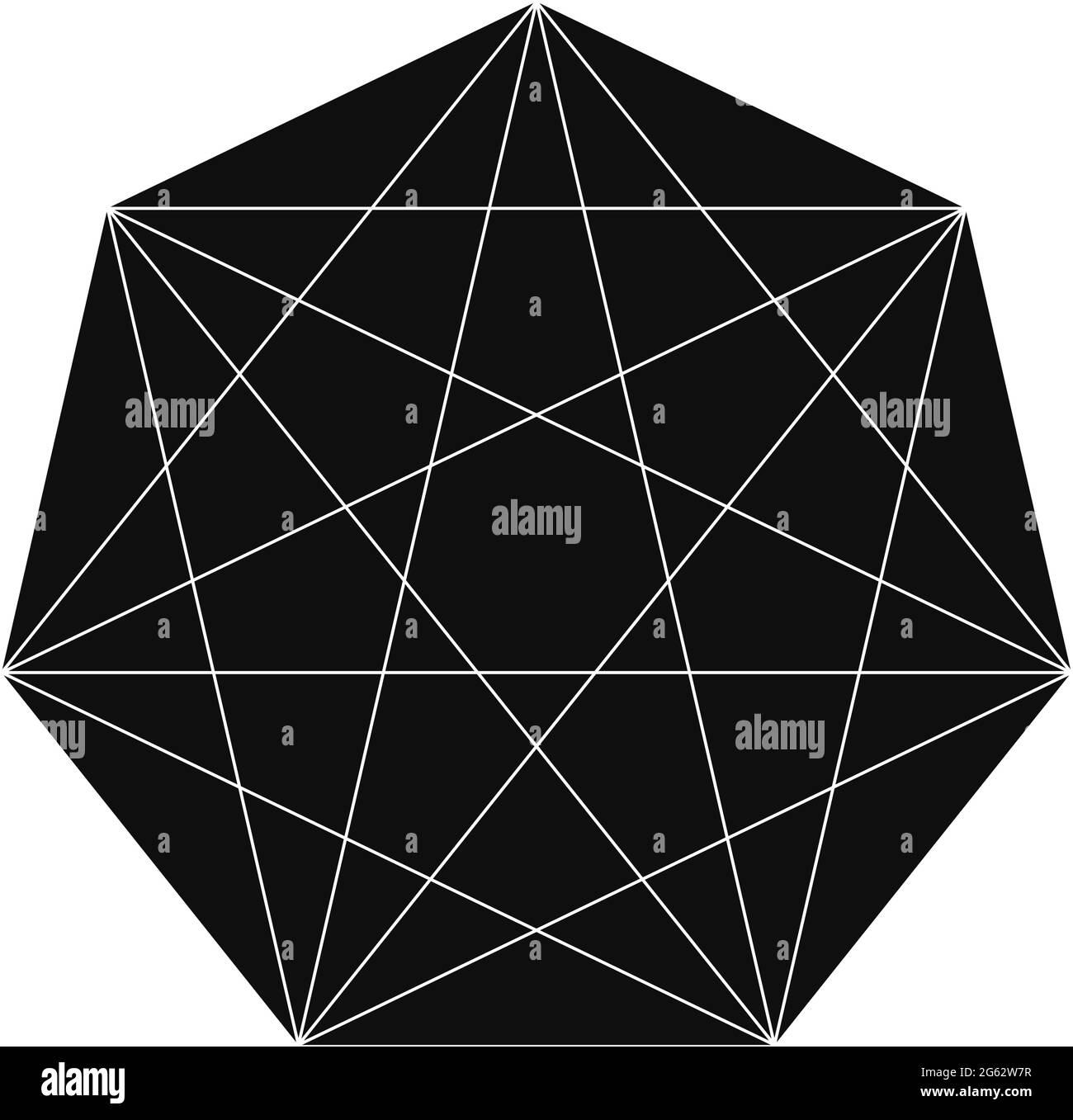 Geometric polygone element with angles drawn. Intersected lines star ...