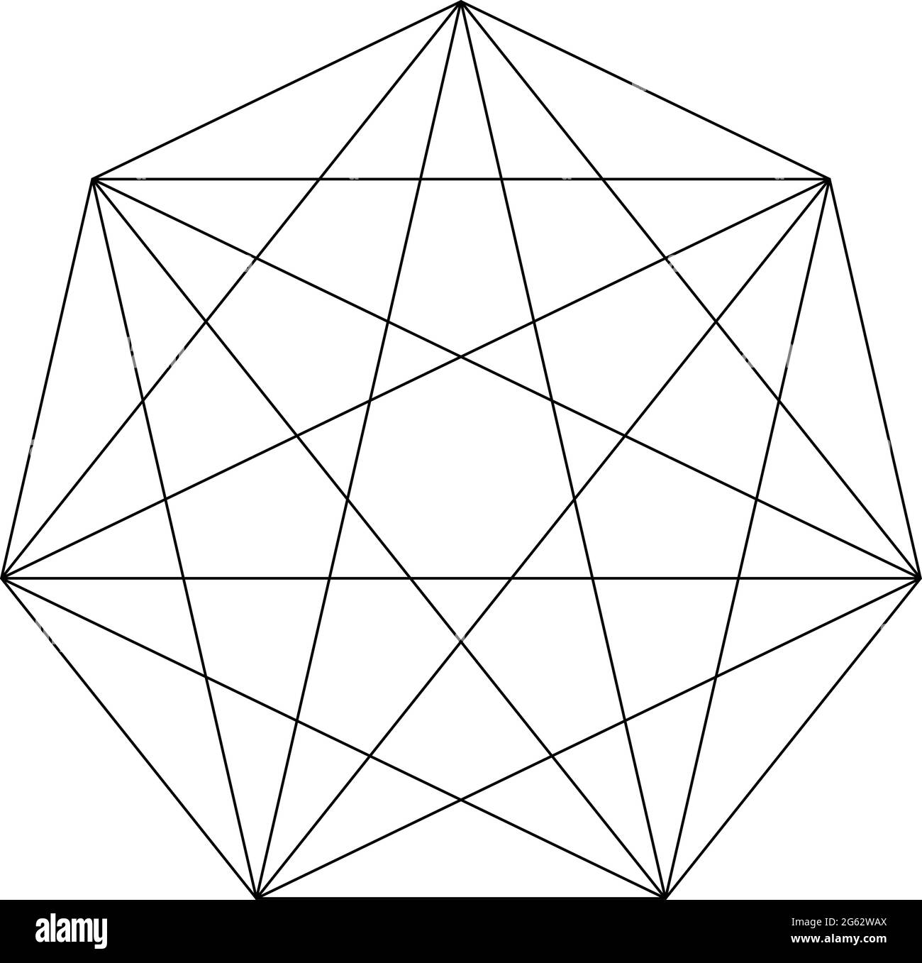 Geometric polygone element with angles drawn. Intersected lines star ...