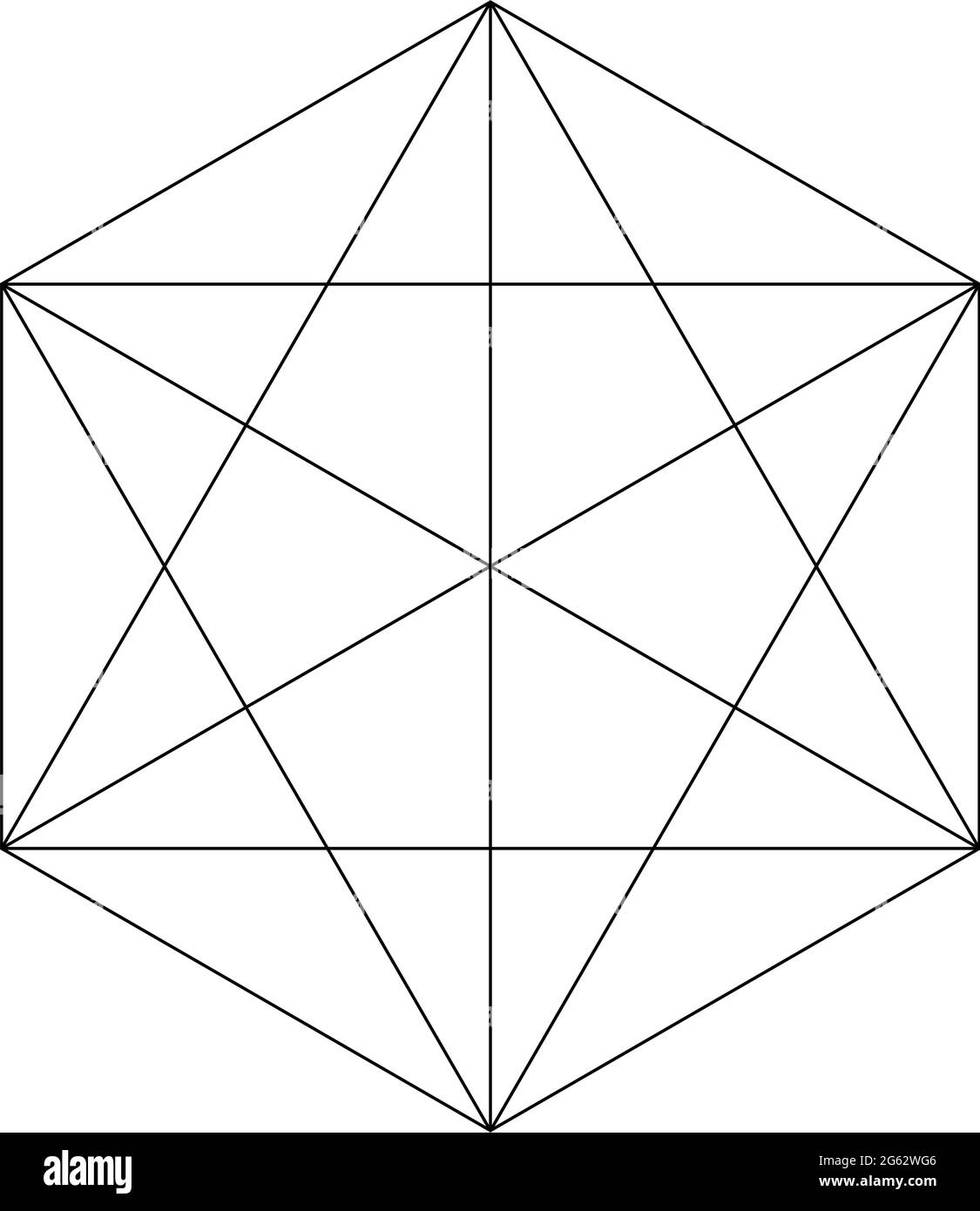 Geometric polygone element with angles drawn. Intersected lines star ...