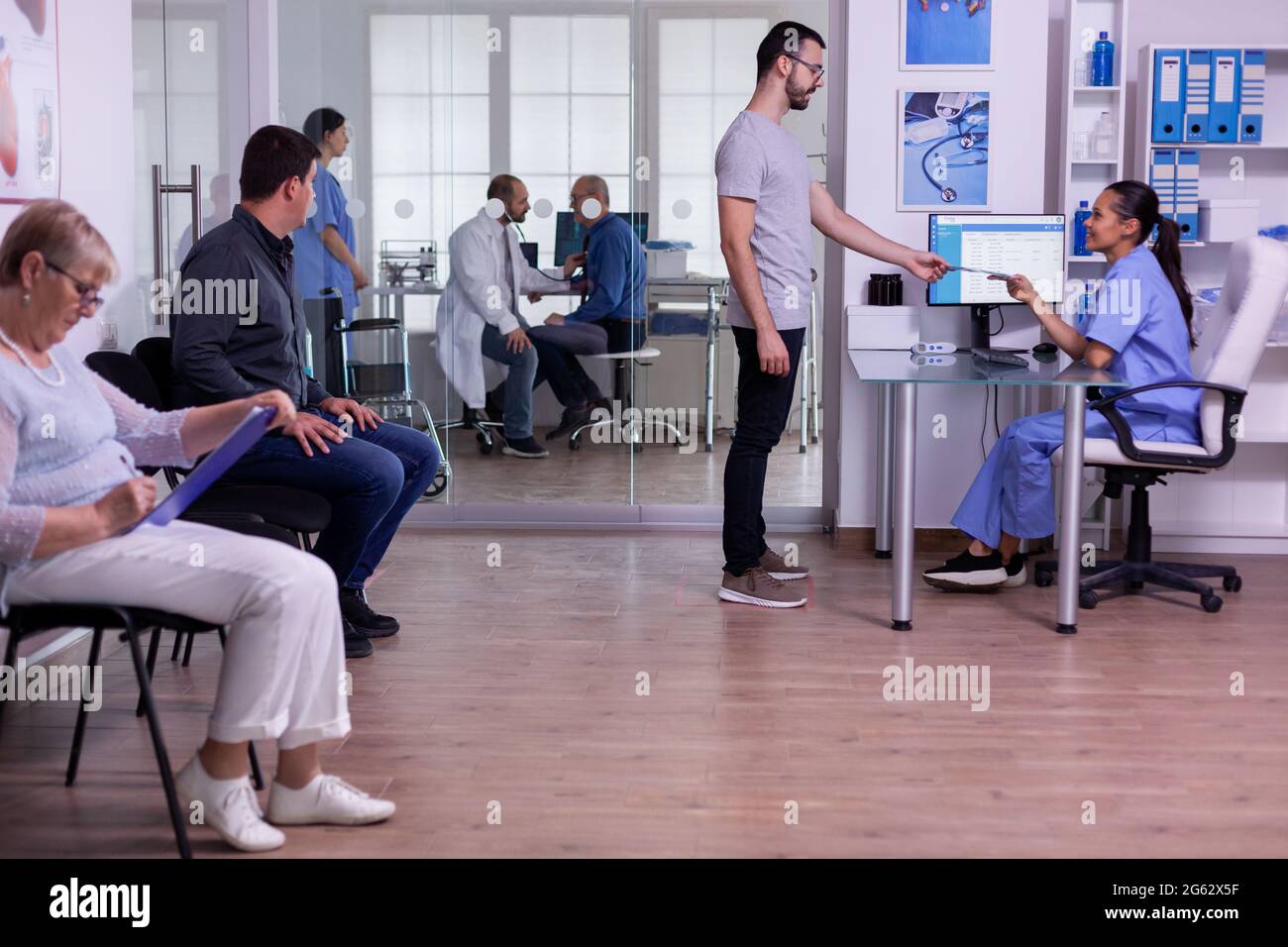 Crowded Hospital Waiting Room