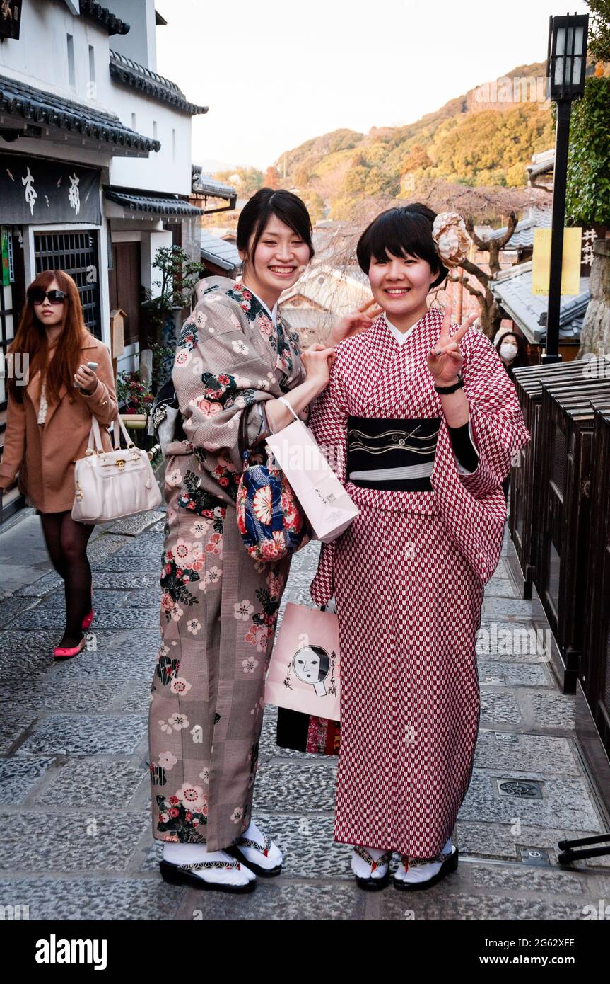 Japanese peace signs in Kyoto Japan Stock Photo - Alamy