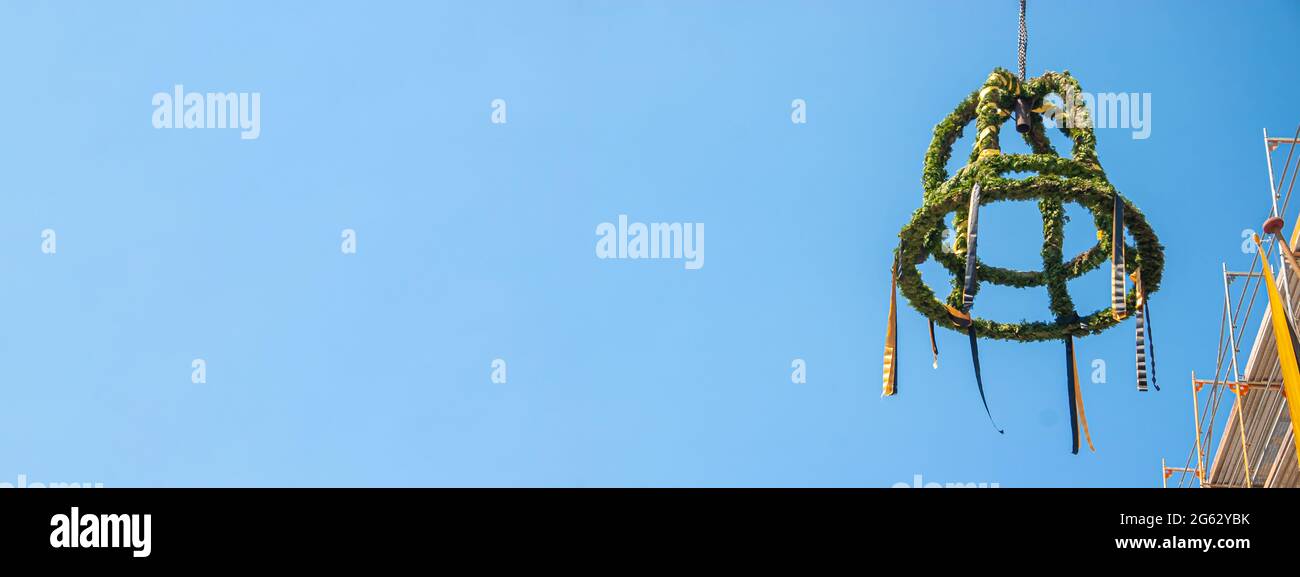 Traditional topping out ceremony at construction site in Germany ...